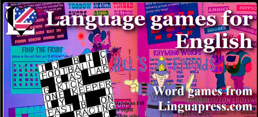 Language games for English, puzzles and quizzes
